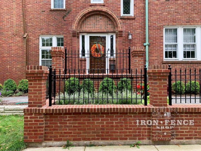A Beautiful Combination: Iron Fence with Brick Walls and Brick Columns ...